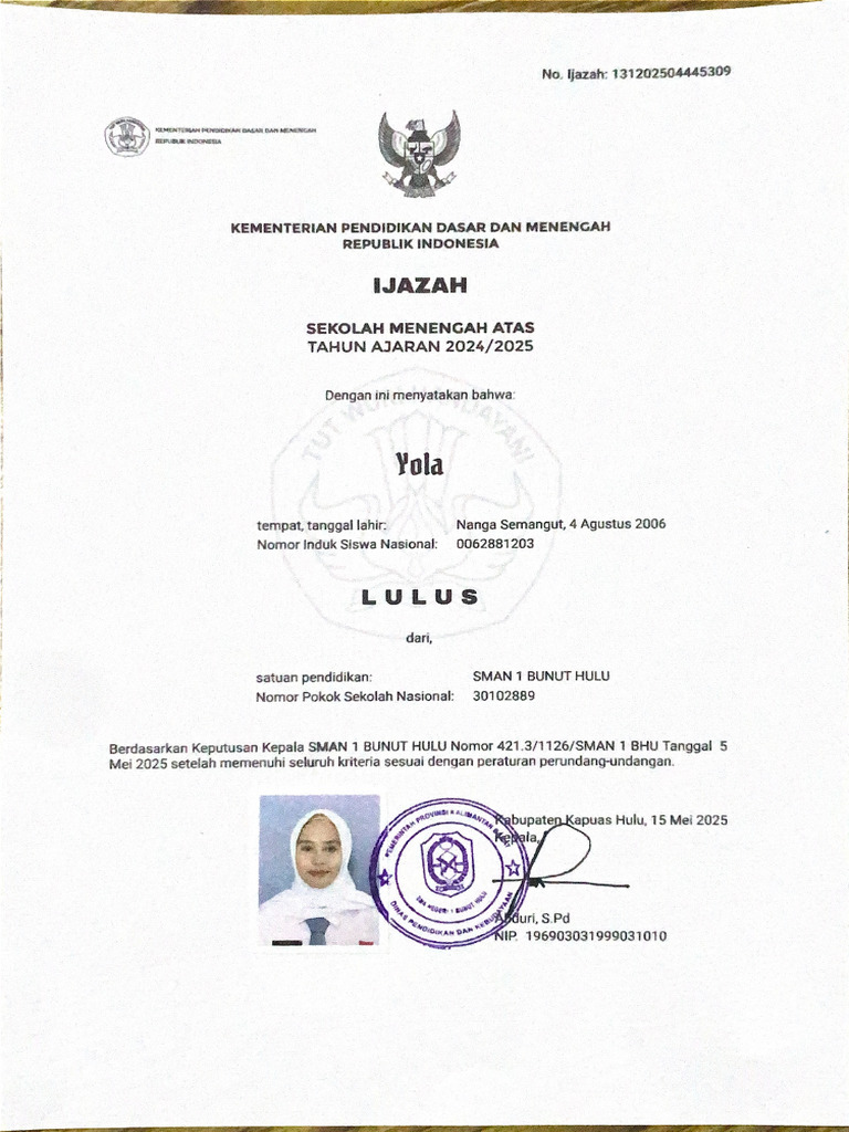 Legalisir Ijazah Yola | PDF