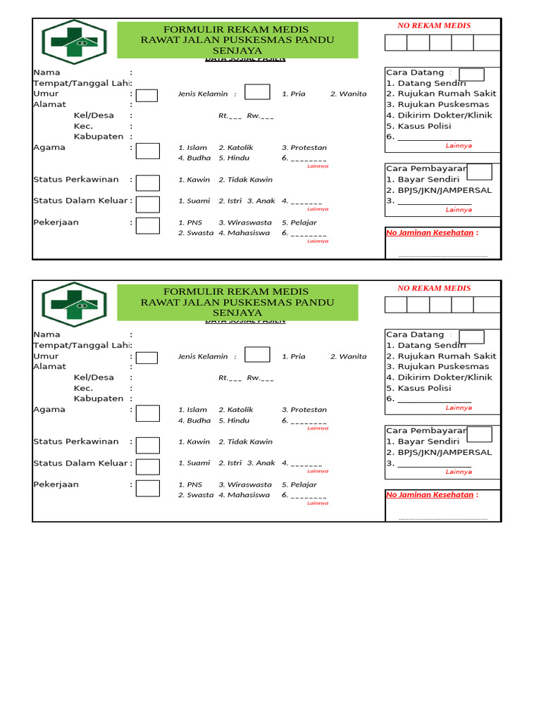 Formulir RM Baru | PDF