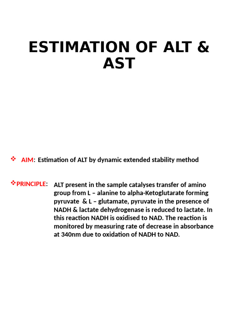 Estimation of Ast and Alt | PDF | Lactate Dehydrogenase | Alanine ...