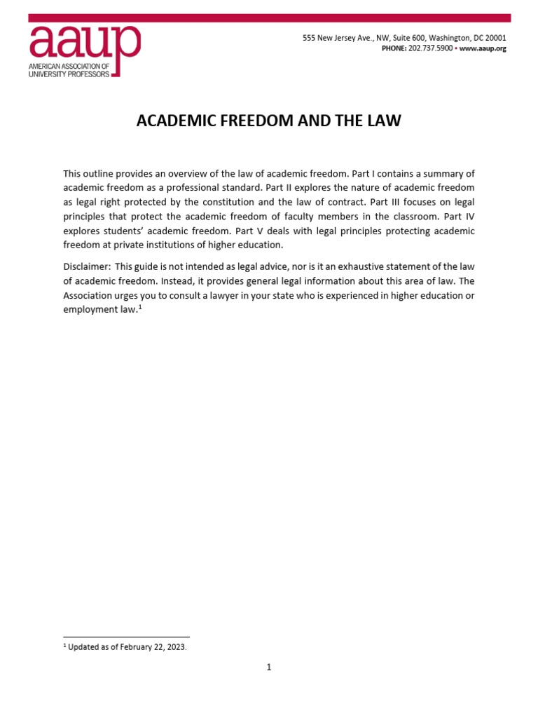 Academic Freedom Outline For Website | PDF | Academic Freedom | First ...