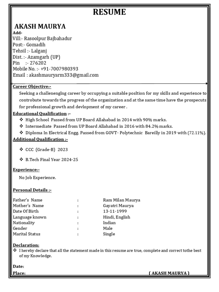 Akash Maurya Resume Apna | PDF