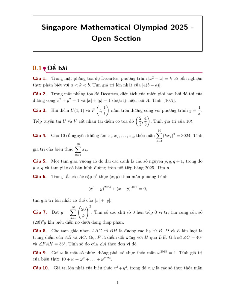 SMO 2025 - Open Section | PDF