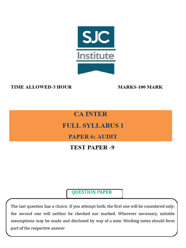 CA Inter P6 Audit Full 1 QP | PDF | Audit | Auditor's Report