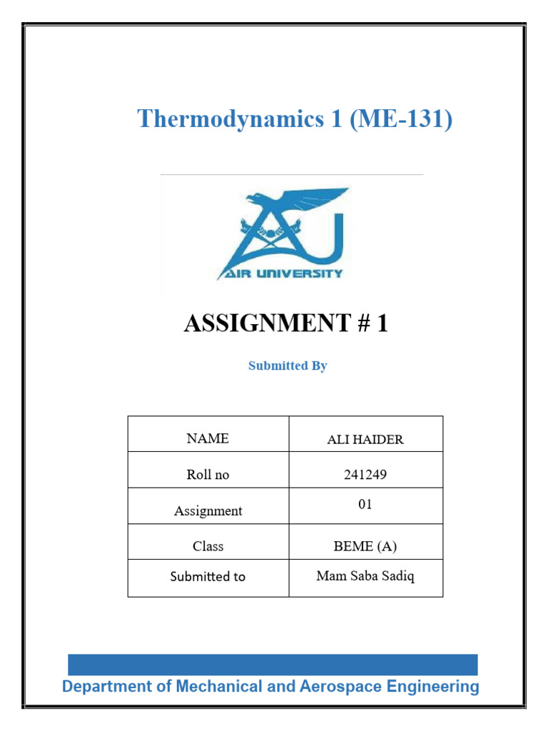 Thermodynamics Assignment 1 | PDF | Fossil Fuel Power Station | Gases