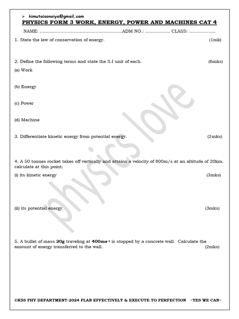 Phy f3 Cat 4 Work Energy Machines | PDF | Potential Energy | Crane ...
