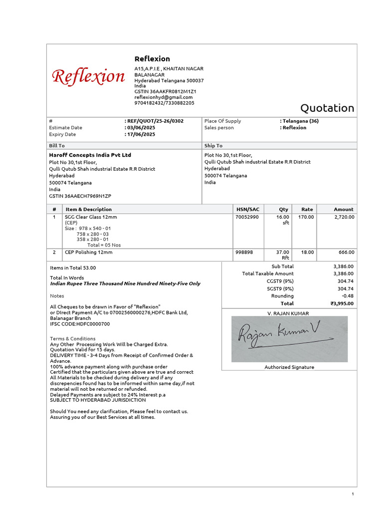 Haroff Concepts India PVT Ltd@Quotation | PDF | Taxes | Payments