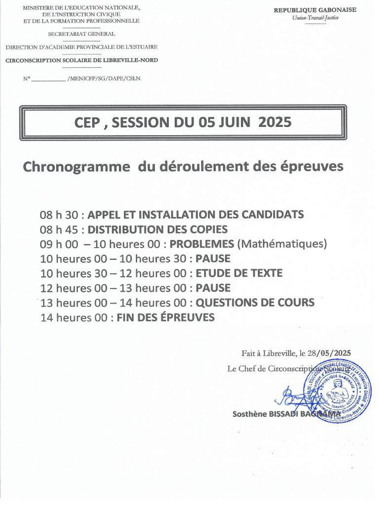 Chronogramme CEP 2025 | PDF