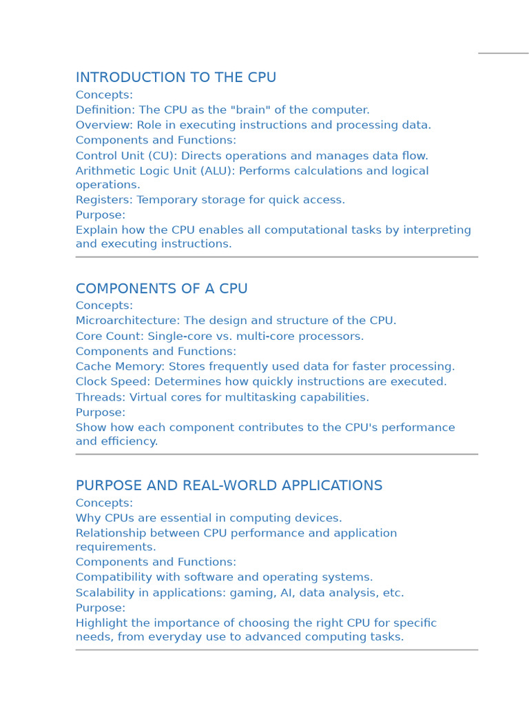 CPU Overview and Key Components | PDF
