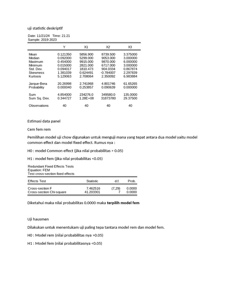 Analisis Uji Statistik Deskriptif dan Model Regresi | PDF