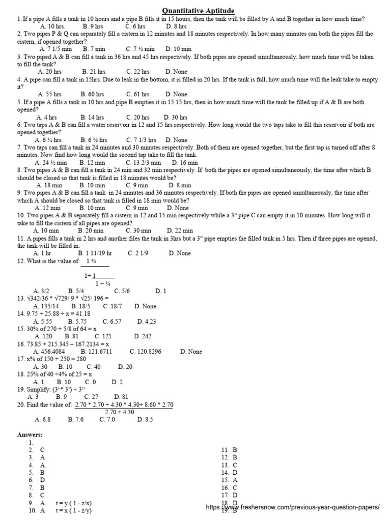 AMC Group C Numerical Aptitude Numerical Aptitude | PDF | Hydraulic Engineering | Fresh Water