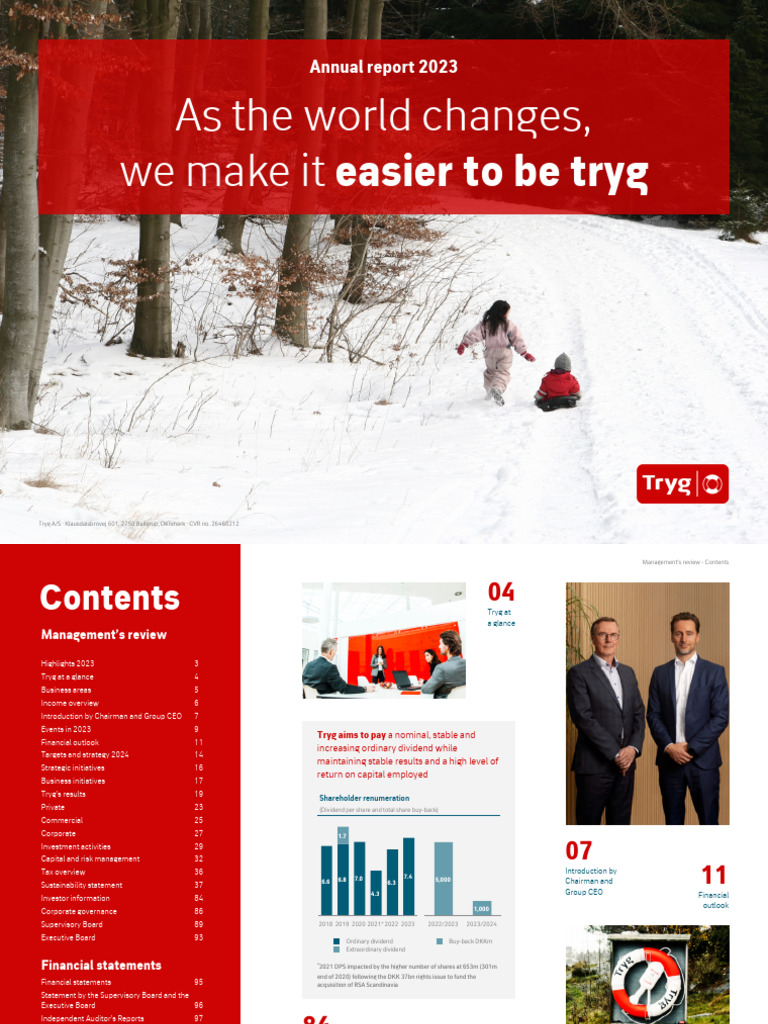 Tryg A/S Annual Report 2023 Highlights | PDF | Inflation | Dividend