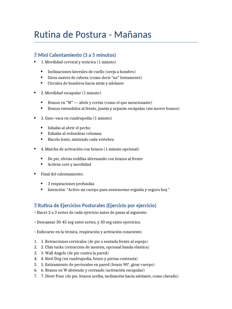 10 Ejercicios para Corregir Postura | PDF