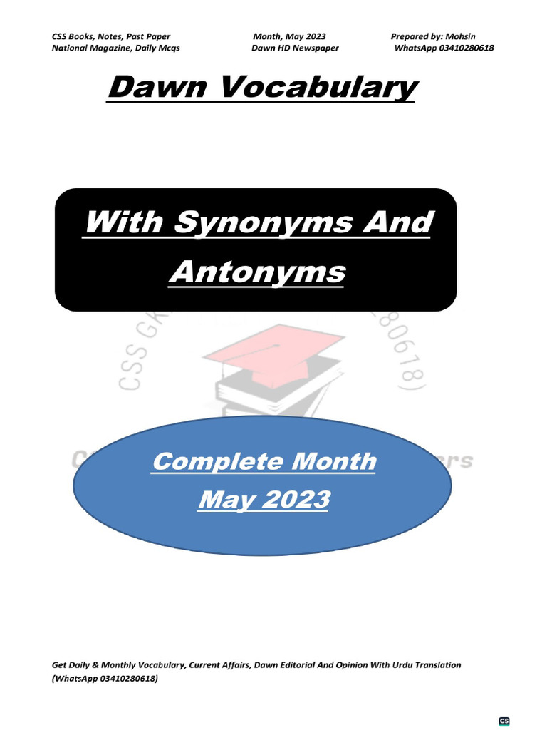 Antonyms and Synonyms for Dawn | PDF
