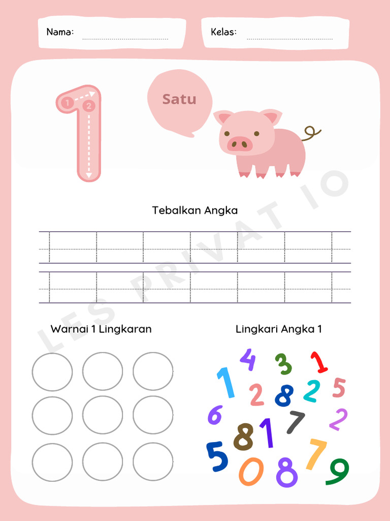 TK - Bab 1 Mengenal Angka 1-10 (Worksheet) | PDF