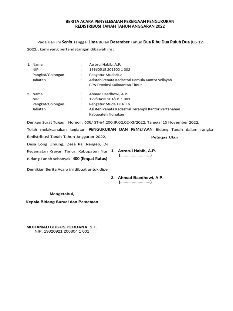 BAPP_Redis Nunukan Tahap 1 | PDF