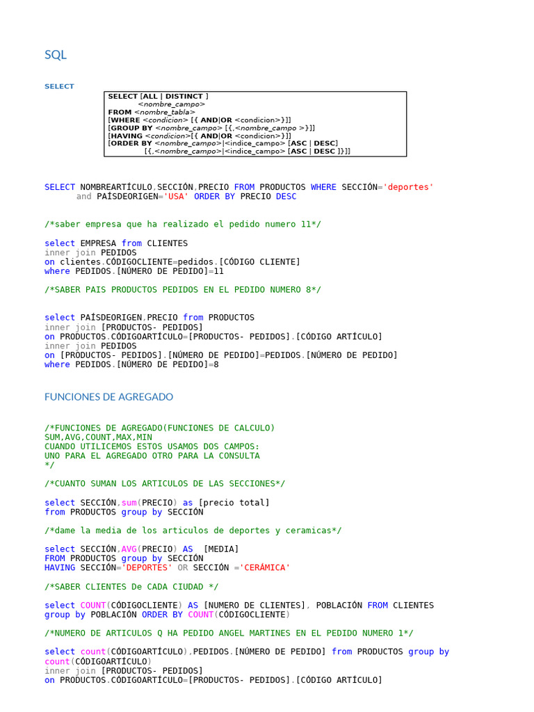 Resumen Consultas | PDF | Programación de computadoras | Gestión de datos