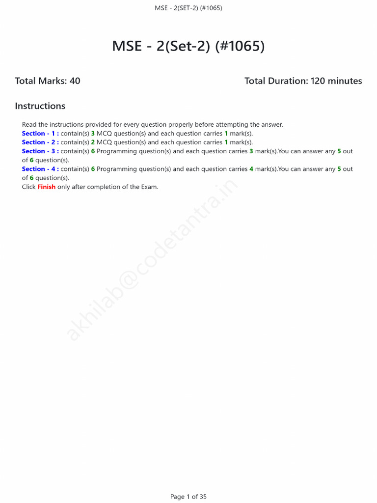 KIET - 1065 - MSE - 2 Set 2 | PDF