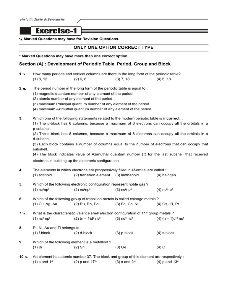 Periodic Properties Assignment | PDF | Periodic Table | Chlorine