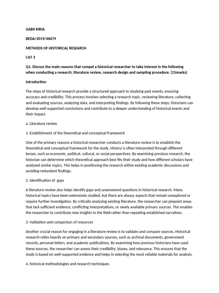 Methods of Historical Research Cat3 (2025) | PDF | Methodology | Historian