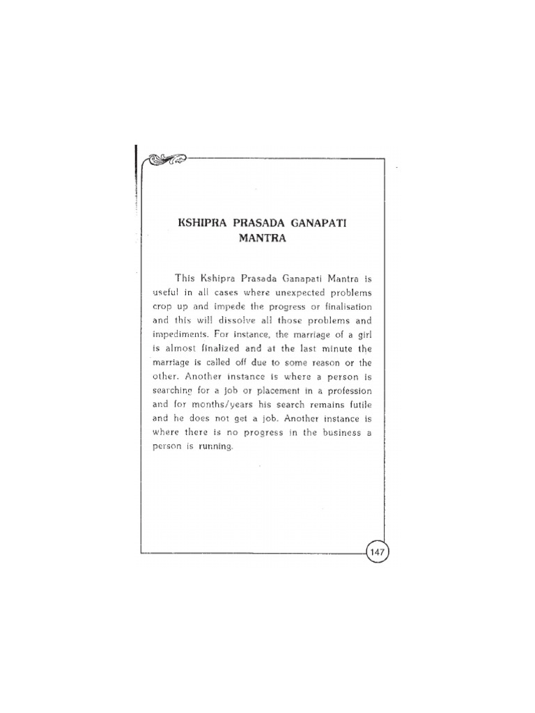 Main Mantra-Kshipa Prasad Ganpati Mantra. | PDF