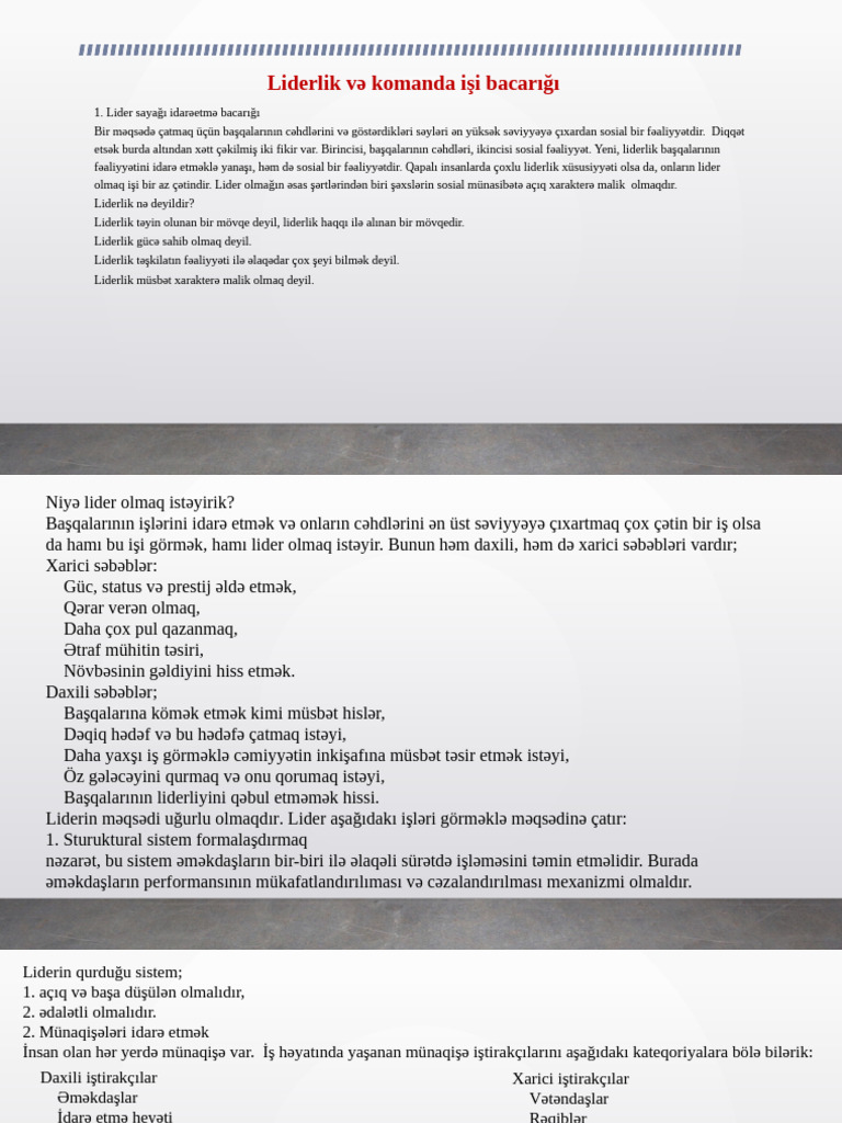 Liderlik VƏ Komanda Işi Bacarığı | PDF
