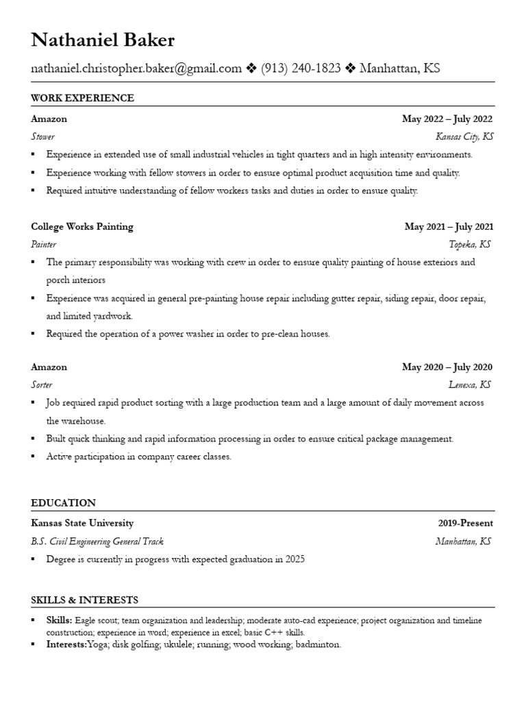 Resume Nathaniel Baker | PDF