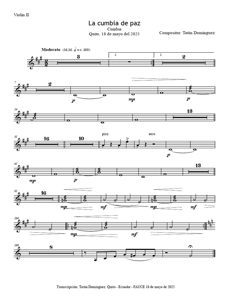 Cumbia de Paz Violín II | PDF