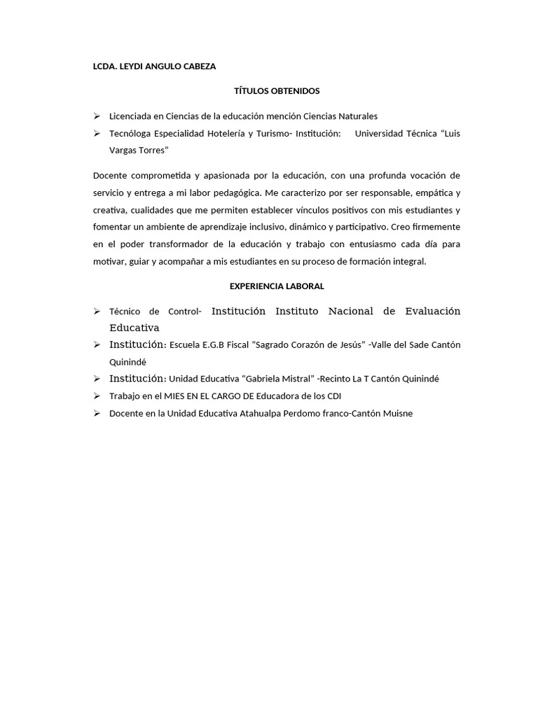 Informacion Personal Leydi | PDF