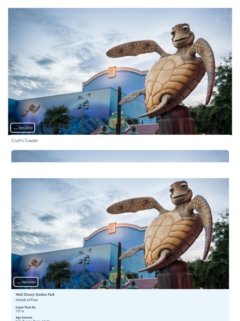 Crush's Coaster® - Nemo Attraction - Disneyland Paris | PDF