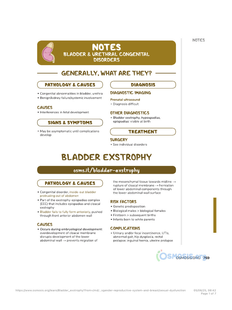 Bladder Exstrophy - Video, Causes, & Meaning - Osmosis | PDF