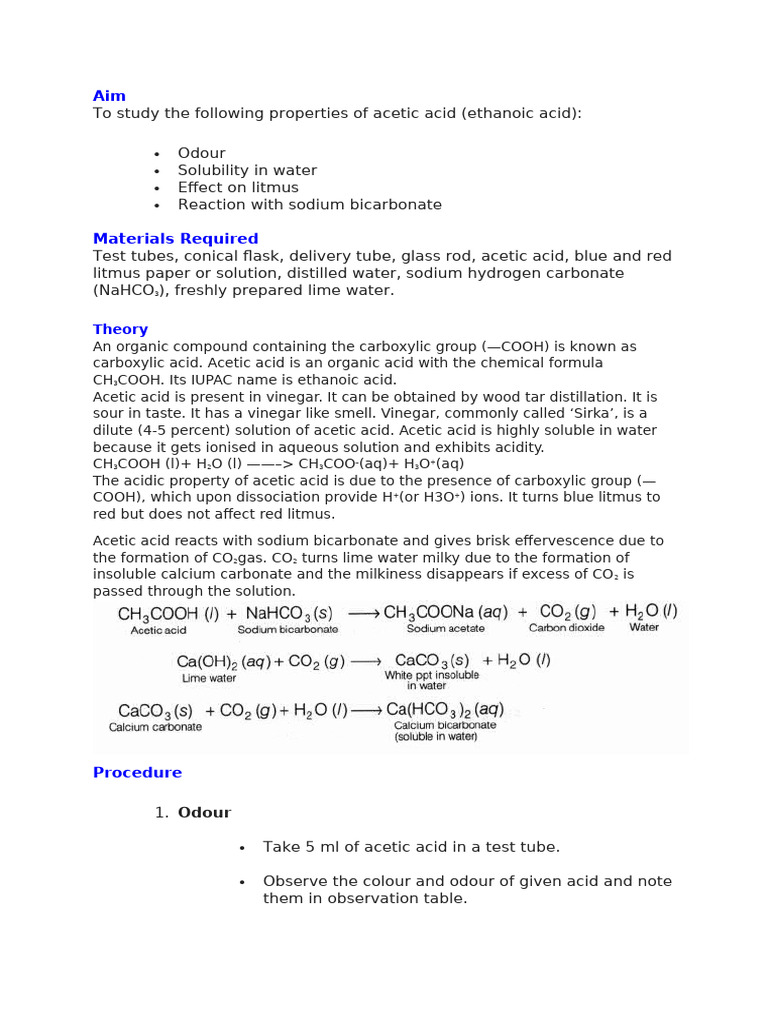 Properties of Acetic Acid-Class 10 2 1 | PDF | Carboxylic Acid | Acid