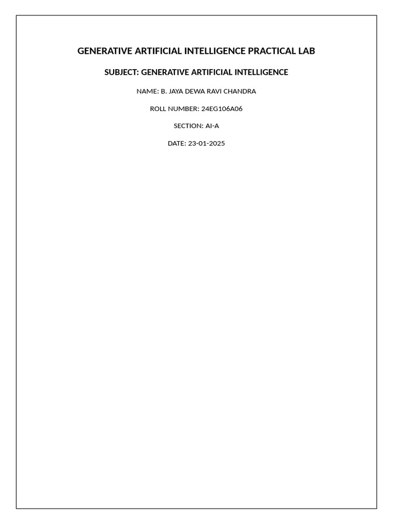 Generative Artificial Intelligence Practical Lab Pdf