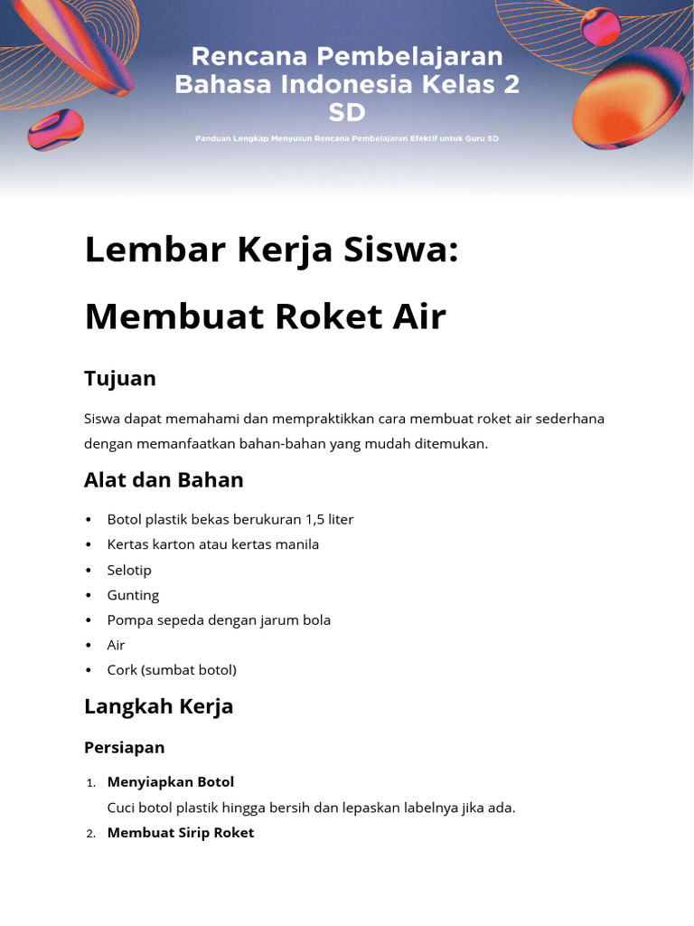Lembar Kerja Siswa Membuat Roket Air - 20250604 - 222219 - 0000 | PDF