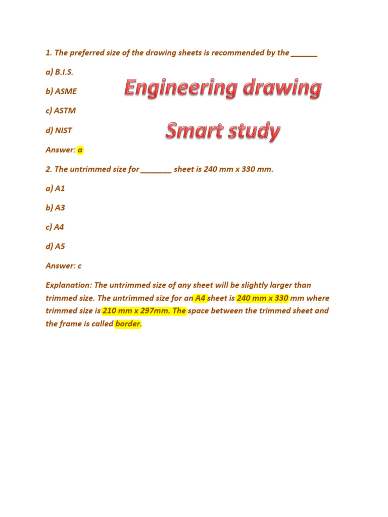 Engineering Drawing Sheet Standards | PDF