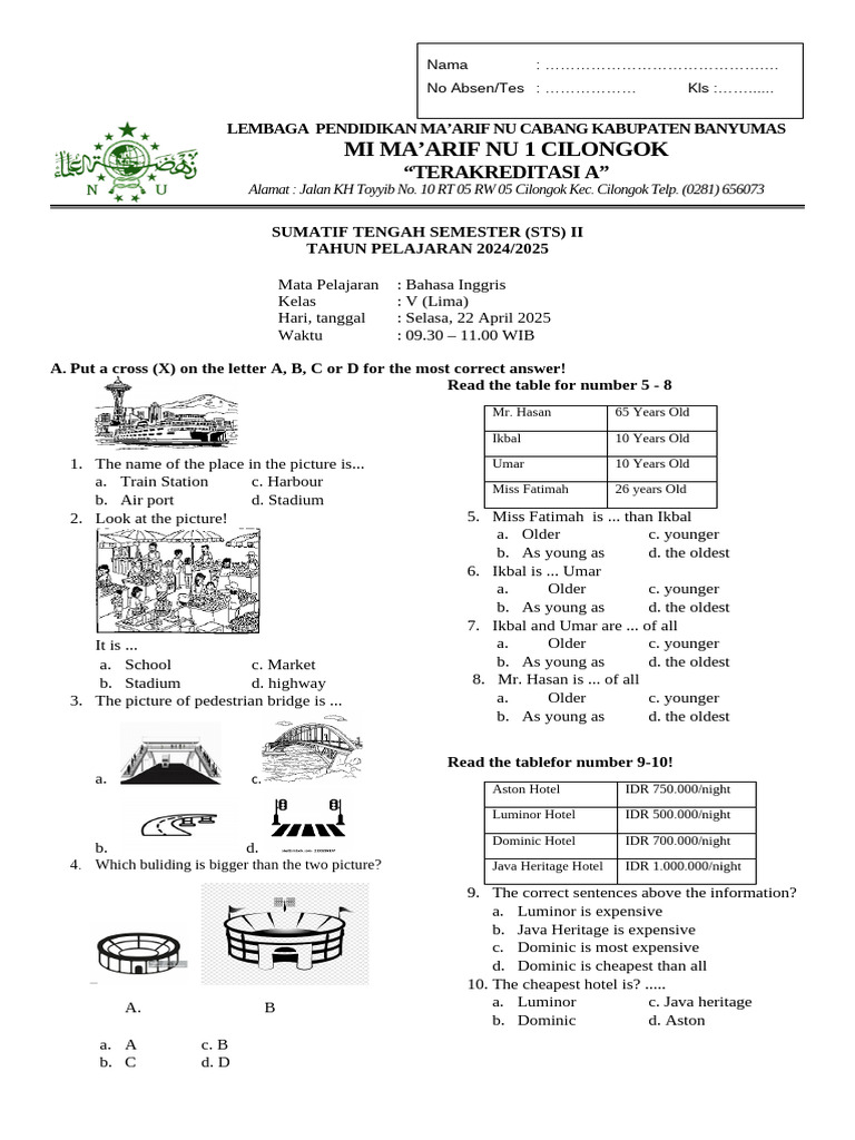 5_bahasa Inggris Kelas 5 Uhb 2_pts 2_ Tp 2024_2025 | PDF | Musical Instruments | String Instruments
