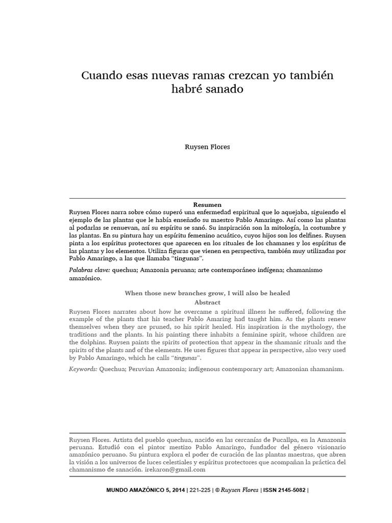 Crecimiento y sanación espiritual en Ruysen Flores | PDF