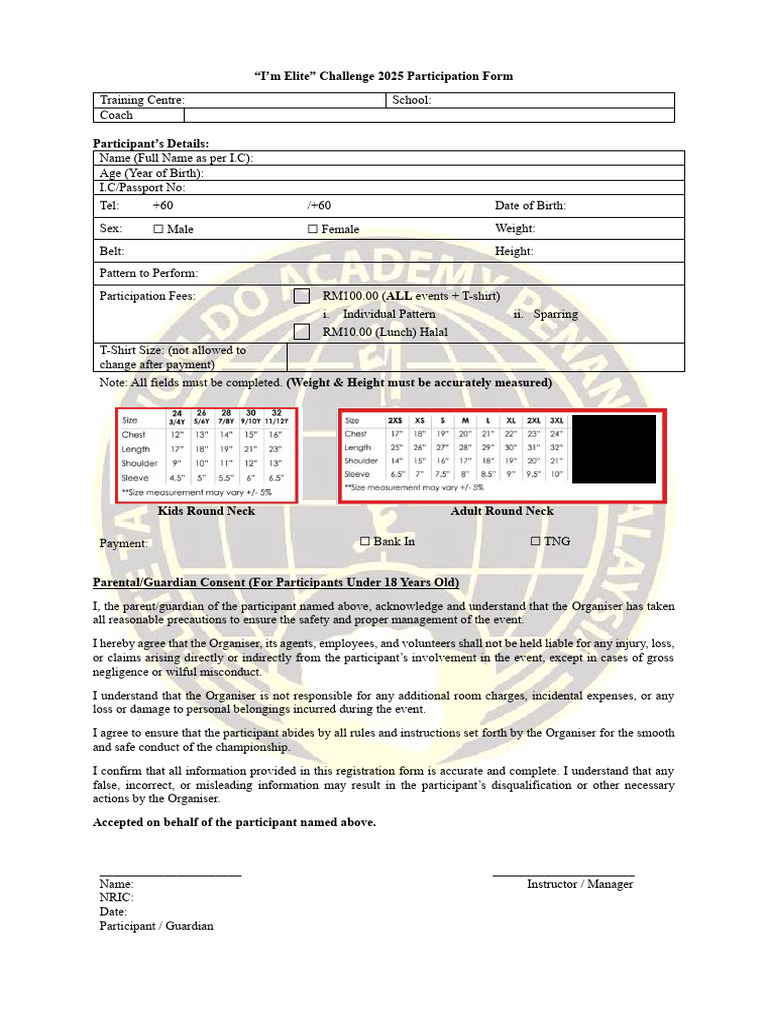 Participation Form Elite Challenge 2025 - 1 | PDF | Justice | Crime ...