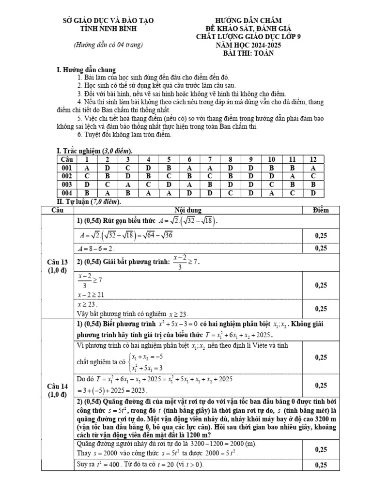 HDC KSCL Toan 9 | PDF
