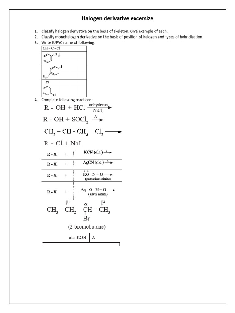 Halogen Derivative Excersize | PDF