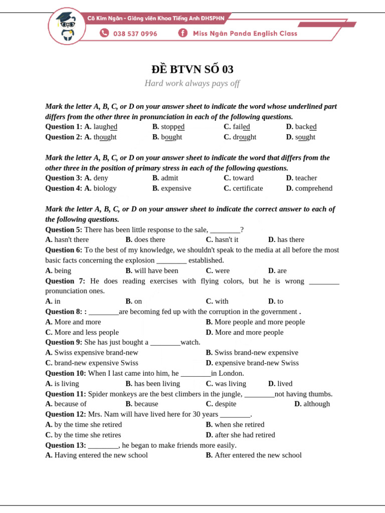 ĐỀ BTVN 03 | PDF | Human Evolution