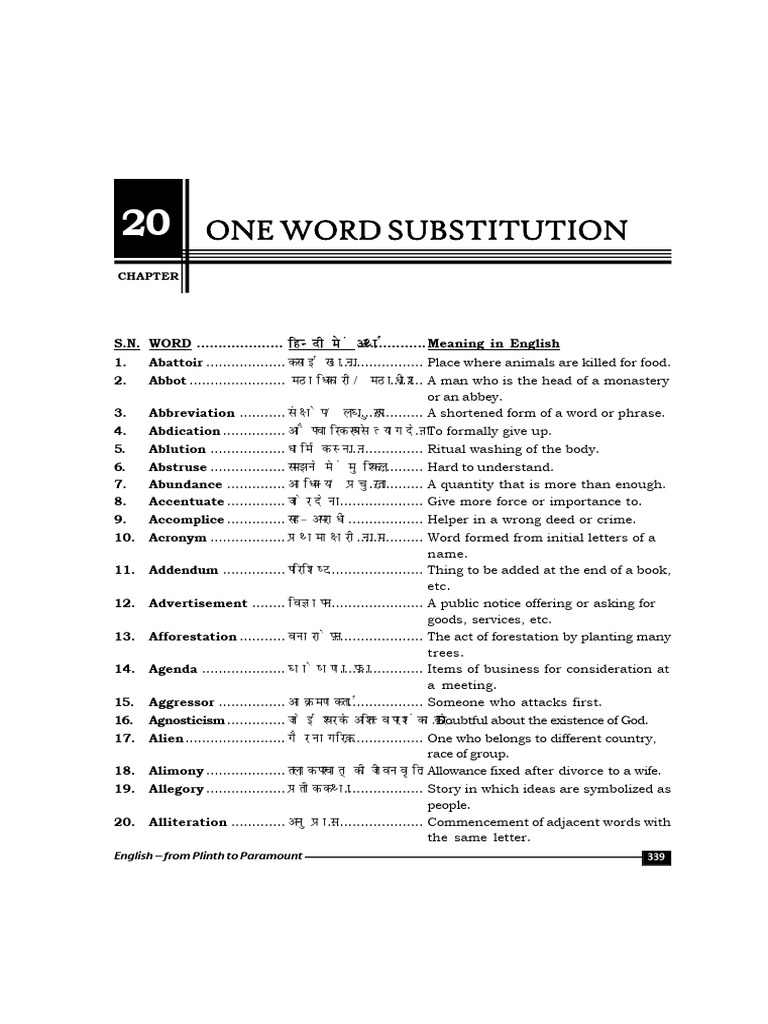 20 - One Word Substitution | PDF