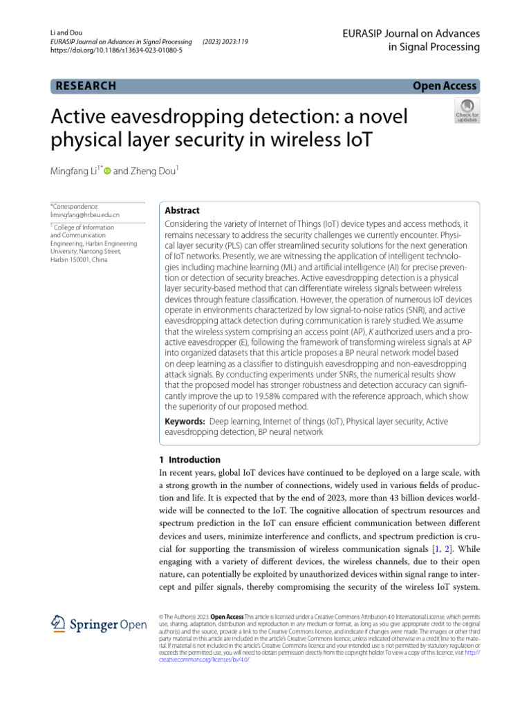 Active eavesdropping detection | PDF | Machine Learning | Support Vector Machine