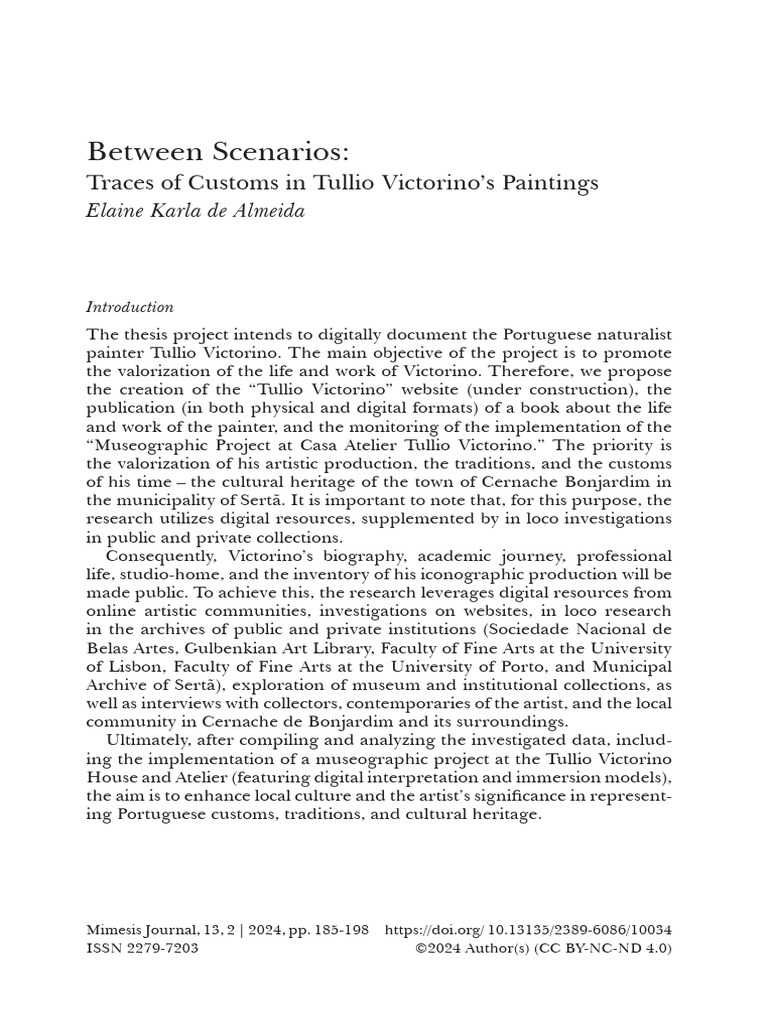 Between Scenarios: Traces of Customs in Tullio Victorino's Paintings.. 16 - 10034-DeAlmeida ...