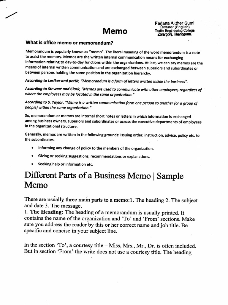Memo | PDF