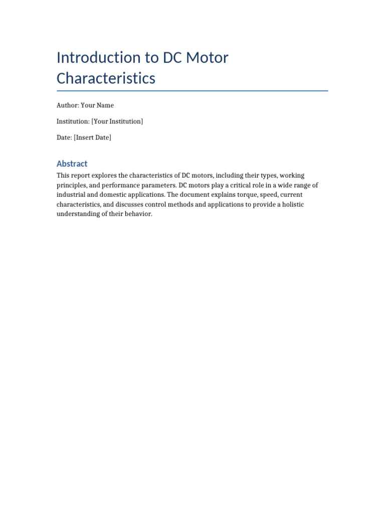 DC Motor Characteristics Report | PDF | Electric Motor | Electrical Components