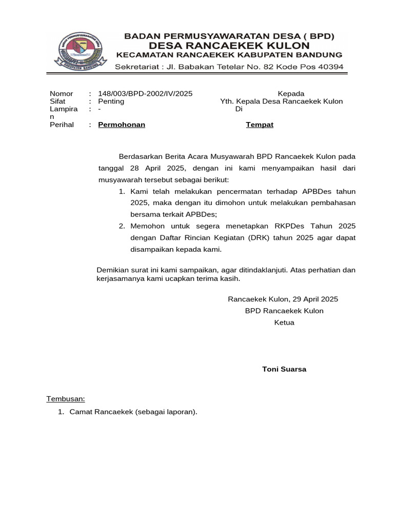 surat bpd 28 04 25 | PDF