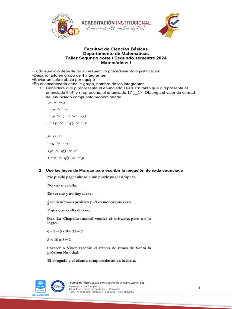 Taller - Segundo - Corte - MatemáticasI - Angee Delgado | PDF