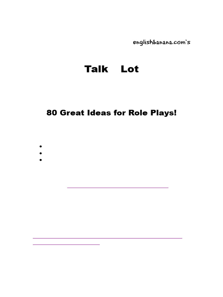 Role Plays for Spoken English Practice | PDF | Teachers