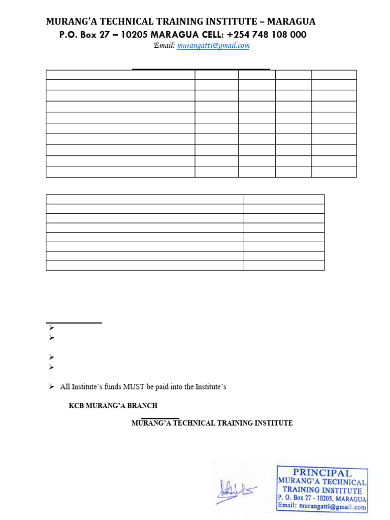 Muranga Fee Structure From Sept 2023 | PDF | Fee | Payments