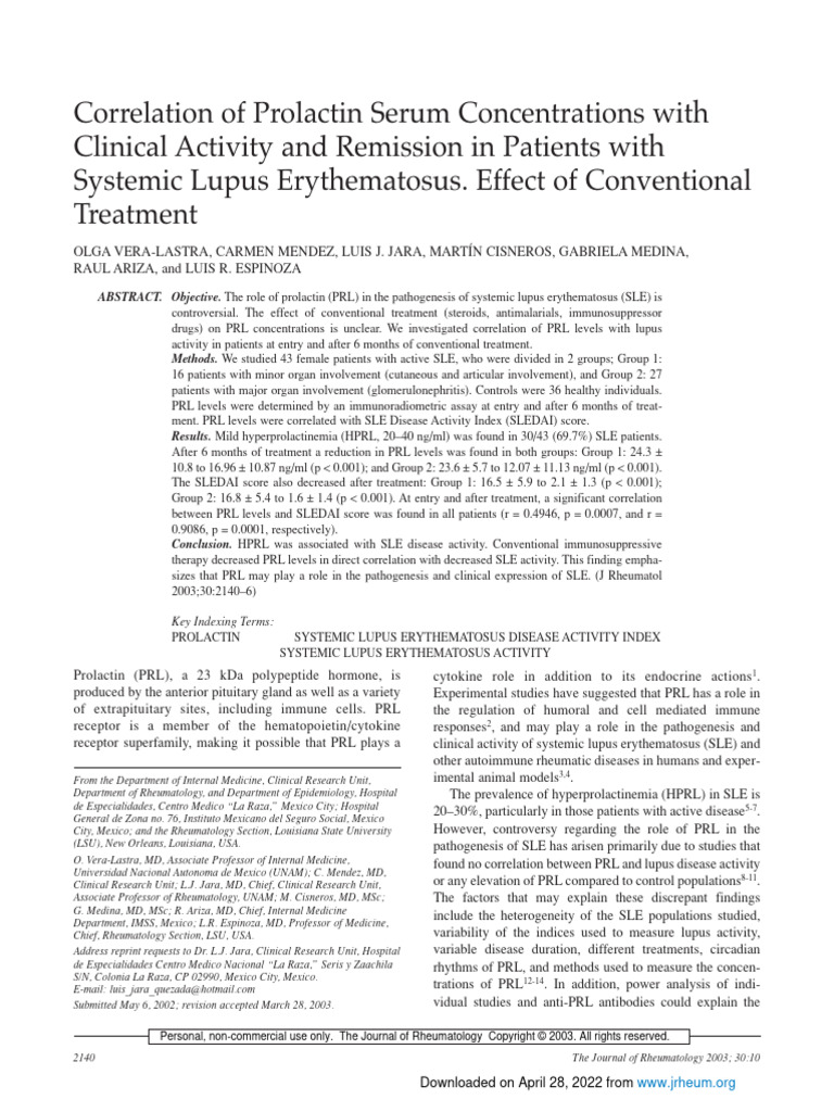 Correlation of Prolactin Serum Concentra | PDF | Human Diseases And ...